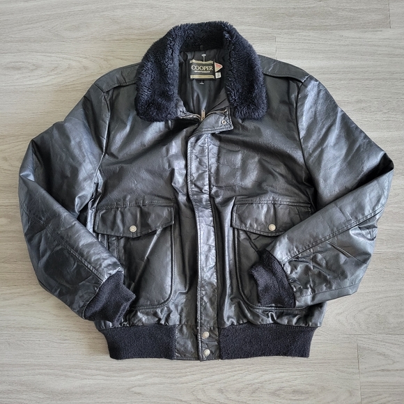 Cooper | Jackets & Coats | Vintage Cooper Black Leather Flight Aviator ...